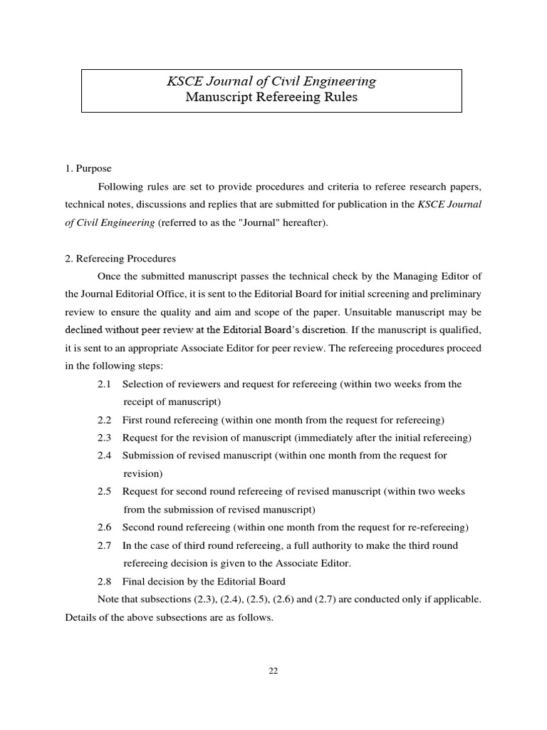 KSCE Journal of Civil Engineering Manuscript Refereeing Rules | PDF ...
