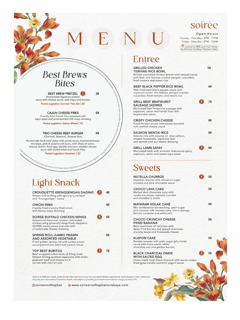 Soiree Surabaya Menu | PDF