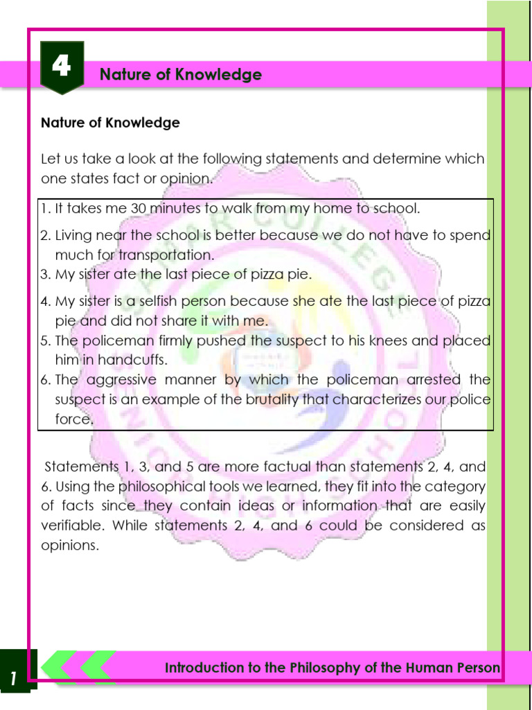 Intro To Philo Quarter 1 Week4 | PDF | Logic | Truth Intro To Philo Quarter 1 Week4 | PDF | Logic | Truth