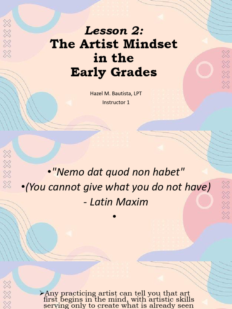 Lesson 2 The Artist Mindset | PDF | Learning | Curiosity