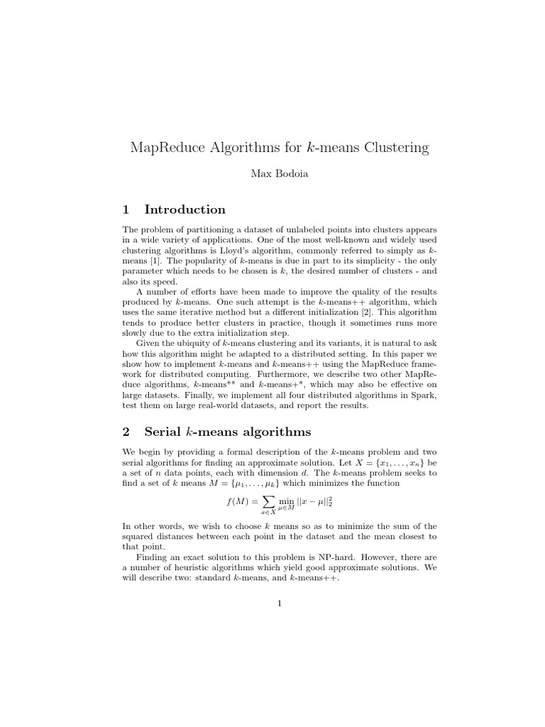 Mapreduce Algorithms For K Means Clustering Download Free Pdf Cluster Analysis Map Reduce