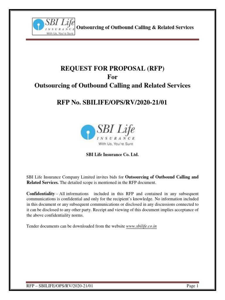 RFP For Outsourcing of Outbound Calling and Related Services - 2020-21 | PDF | Request For ...