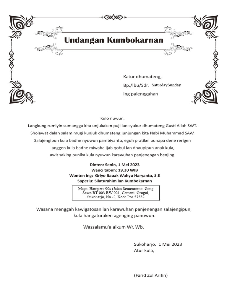 Undangan Kumbokarnan - Fotografi | PDF