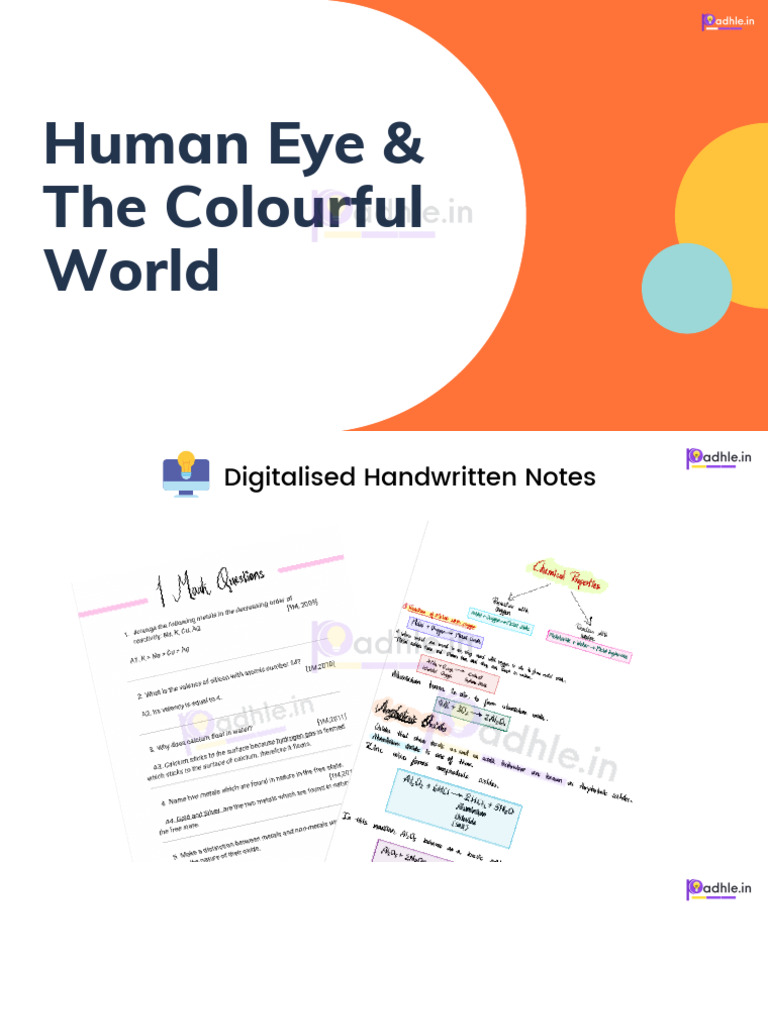 Padhle 10th - Human Eye & The Colourful World | PDF | Refraction | Light