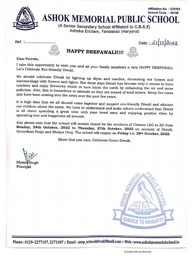 Circular Regarding Diwali Holiday | PDF