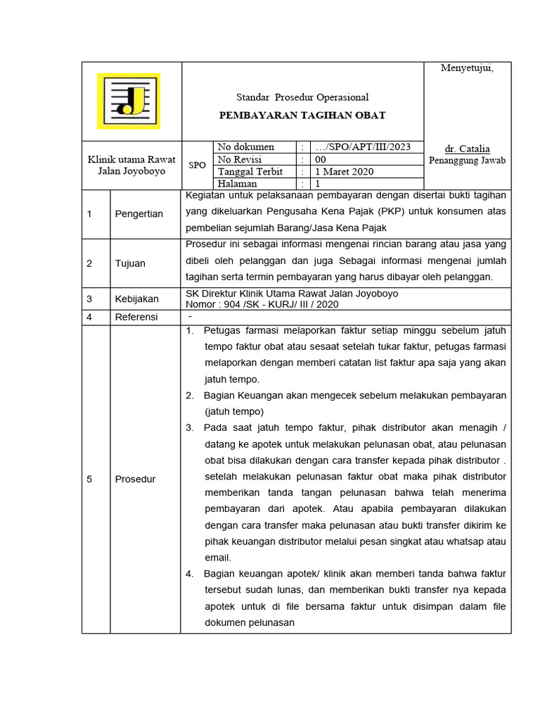 SOP Pembayaran Faktur | PDF