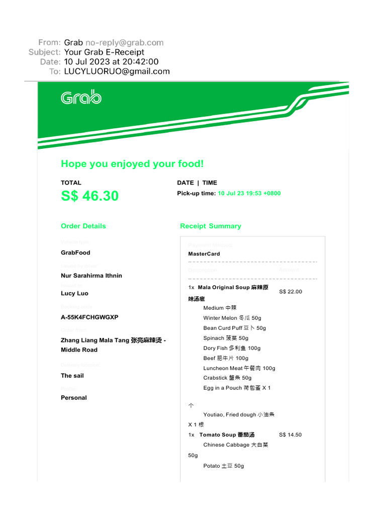 Your Grab E-Receipt | PDF