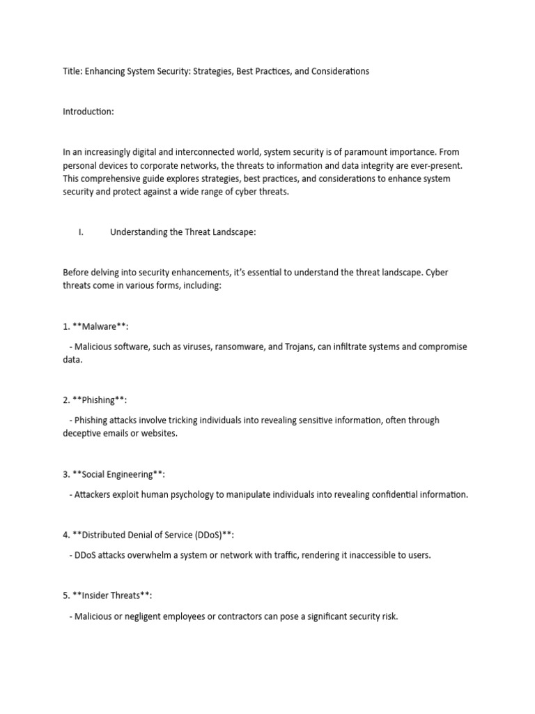 Enhancing System Security | PDF | Computer Security | Security