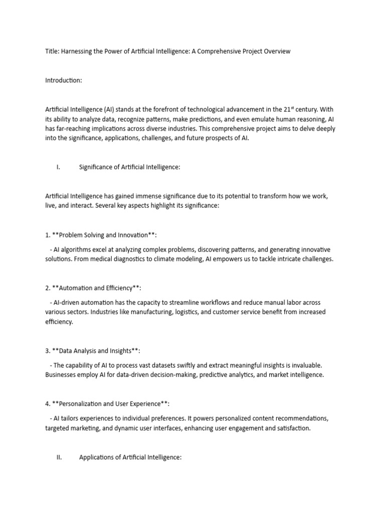 Harnessing The Power of Artificial Intelligence | PDF | Artificial ...