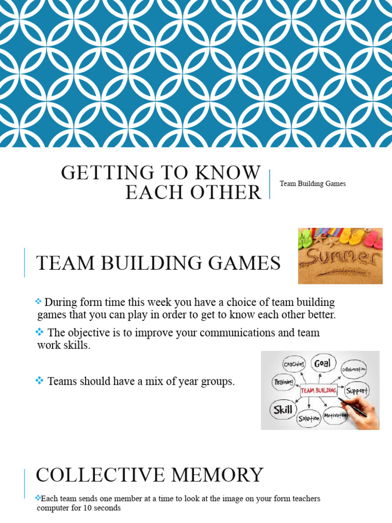 Getting To Know Each Other - Team Buiding Games | Download Free PDF | Moon