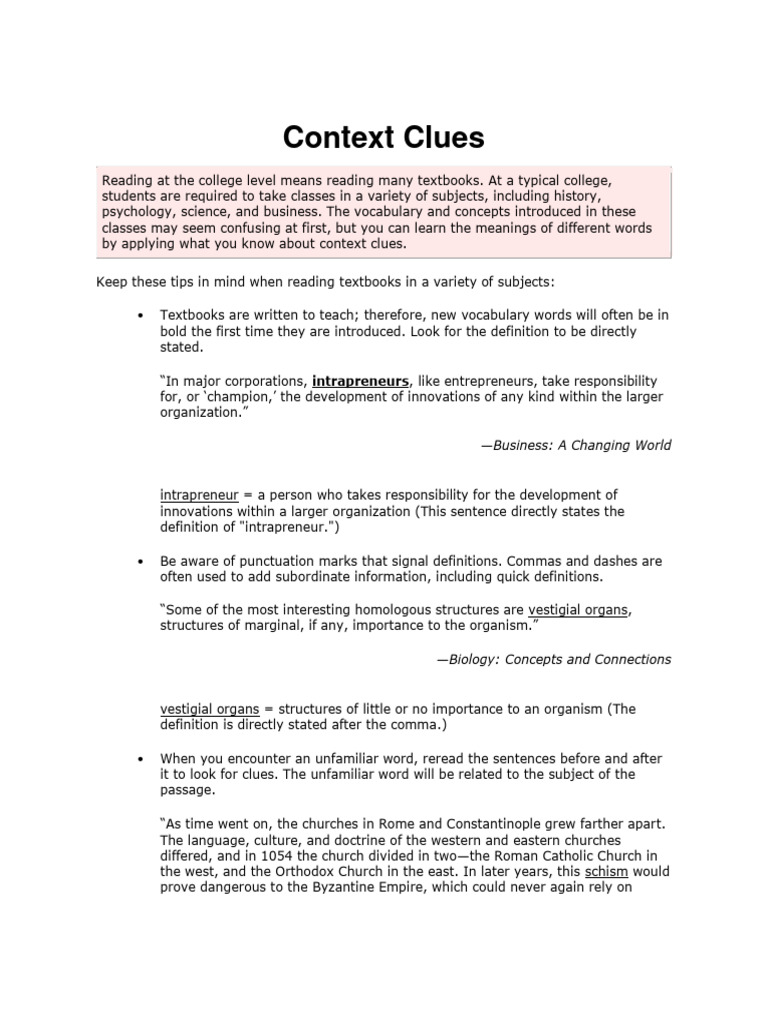 Context Clues Lesson and Practice | PDF | Acronym | Faq