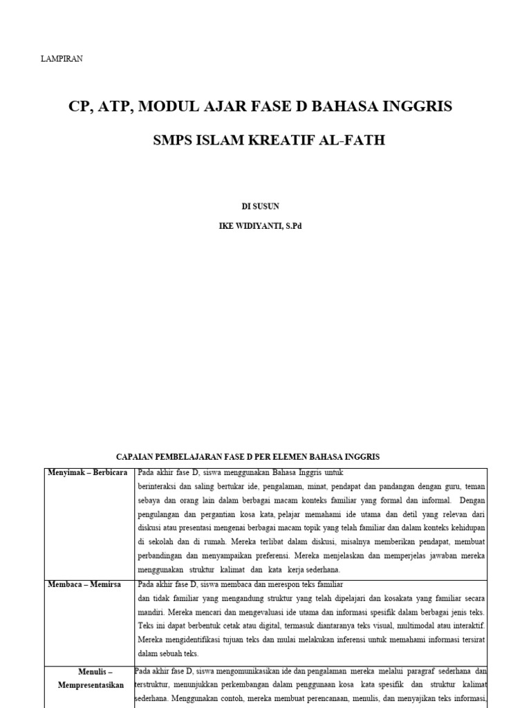 CP, Atp, Modul B.inggris | PDF