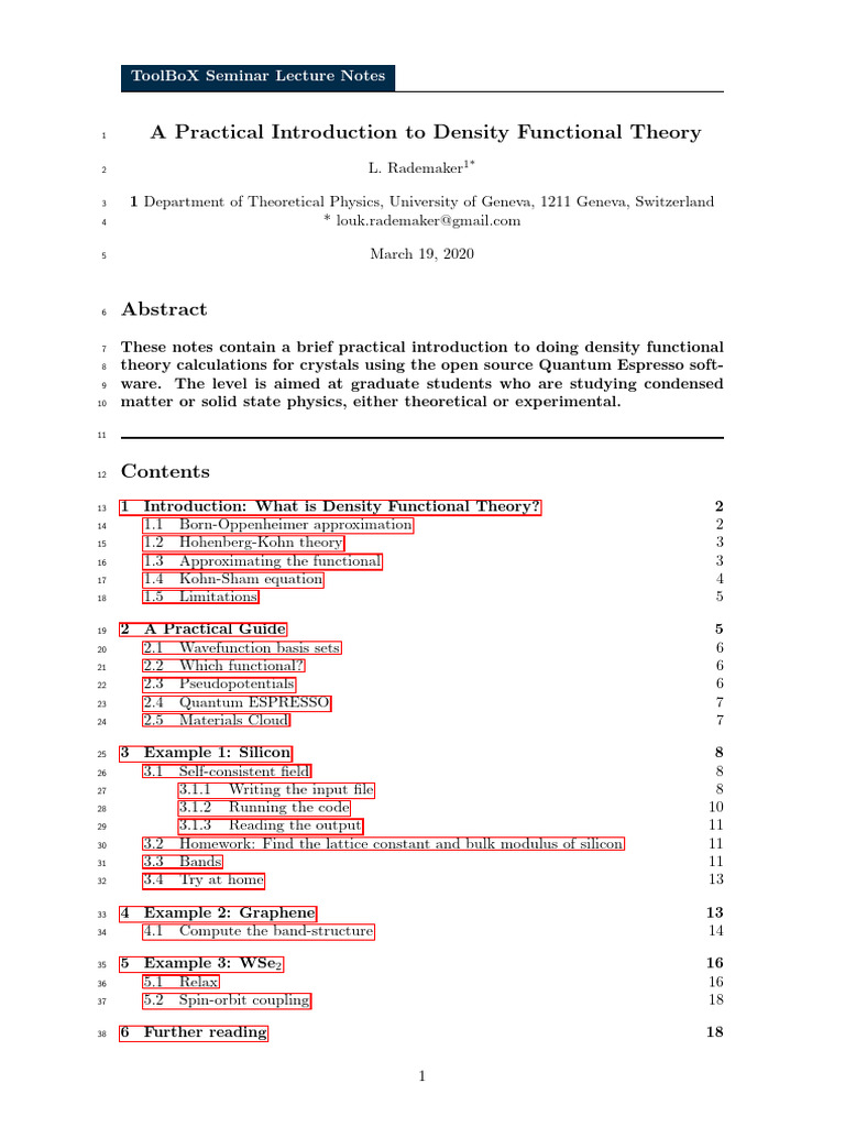 Toolbox DFT | PDF | Electronic Band Structure | Density Functional Theory