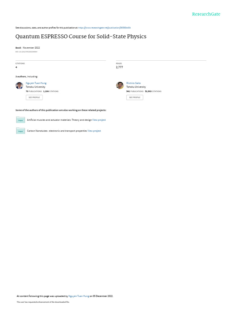 Quantum ESPRESSO Course For Solid-State Physics | PDF