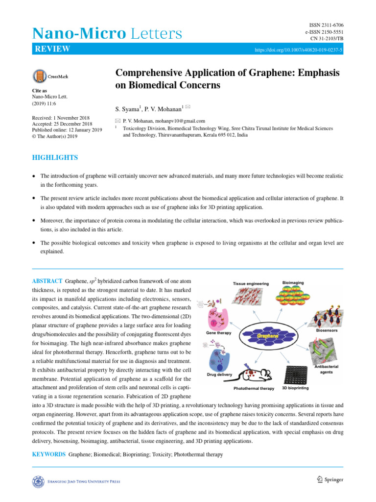 Comprehensive Application of Graphene-Its Application in Biomedical ...