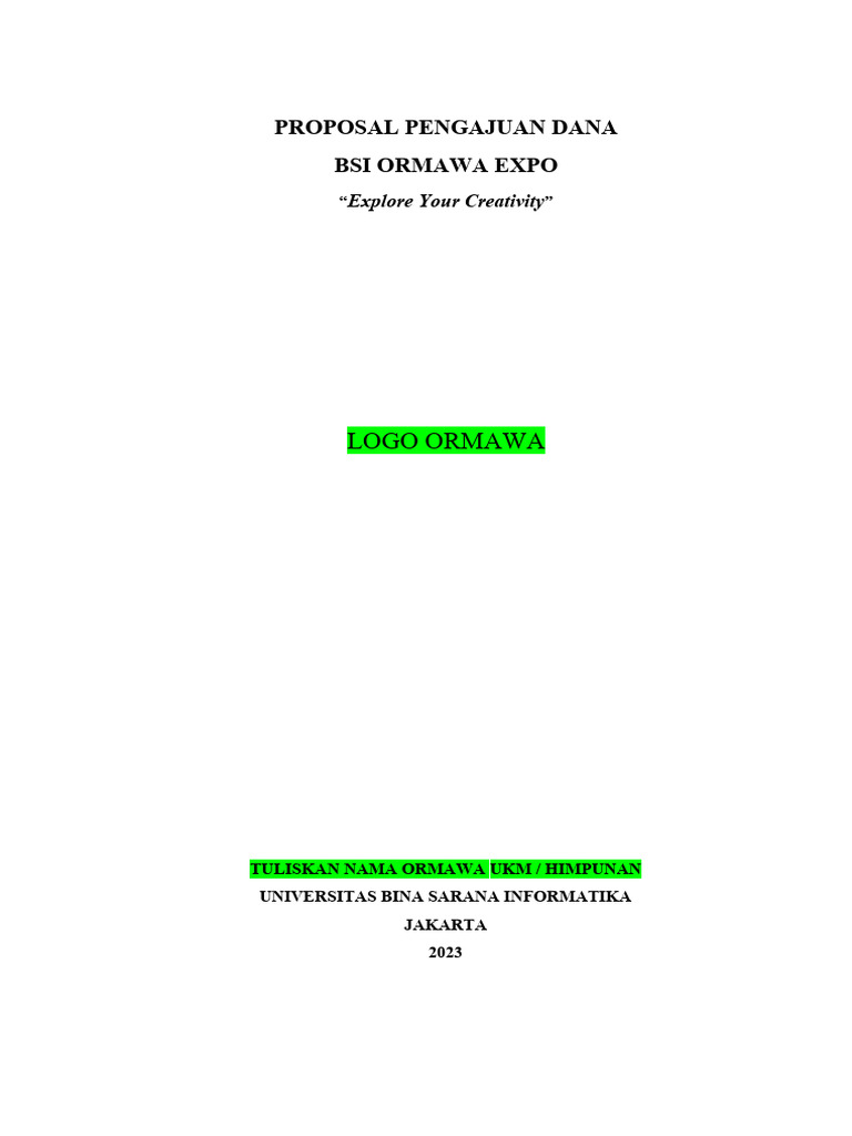 2023 Template Proposal BSI Ormawa Expo | PDF