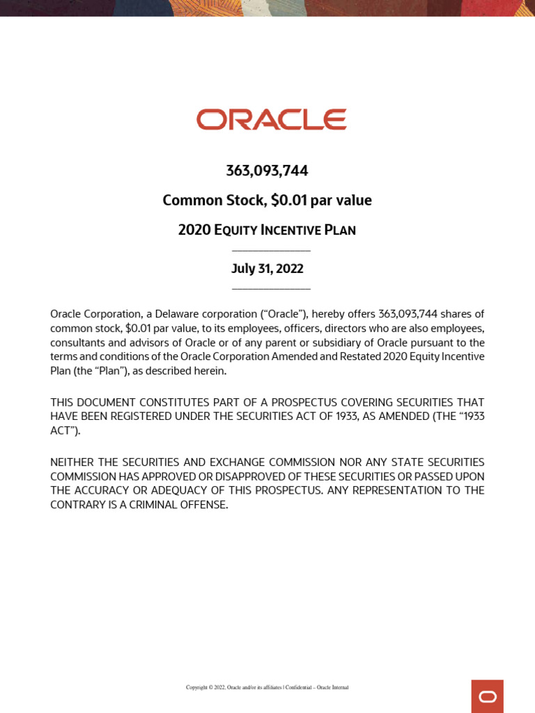 2020 Equity Incentive Plan Prospectus | PDF | Stocks | Vesting