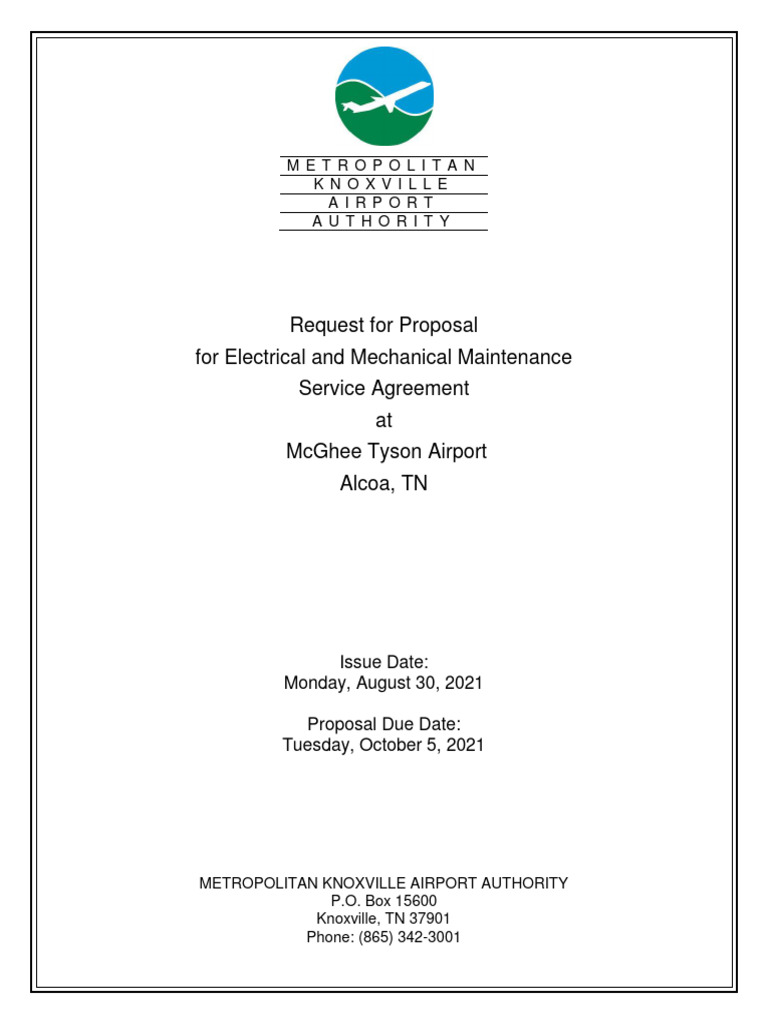 2021 Electrical and Mechanical Maintenance Service Agreement Final | PDF | Request For Proposal ...