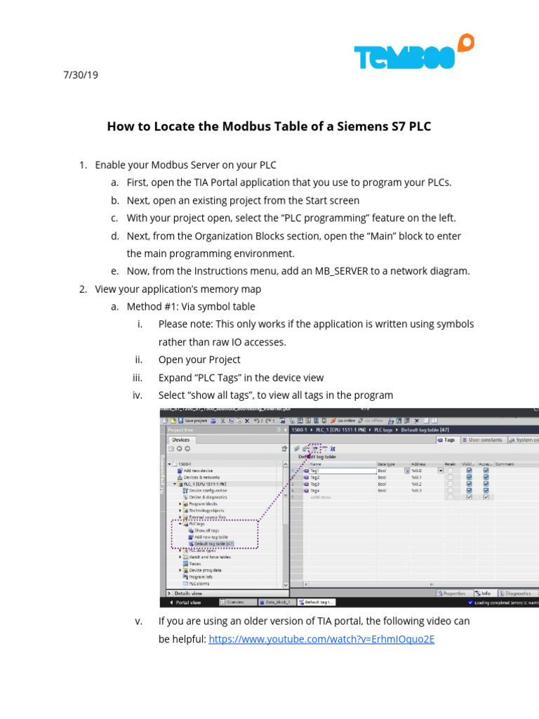 Locate Siemens S7 PLC Modbus Table Guide | PDF