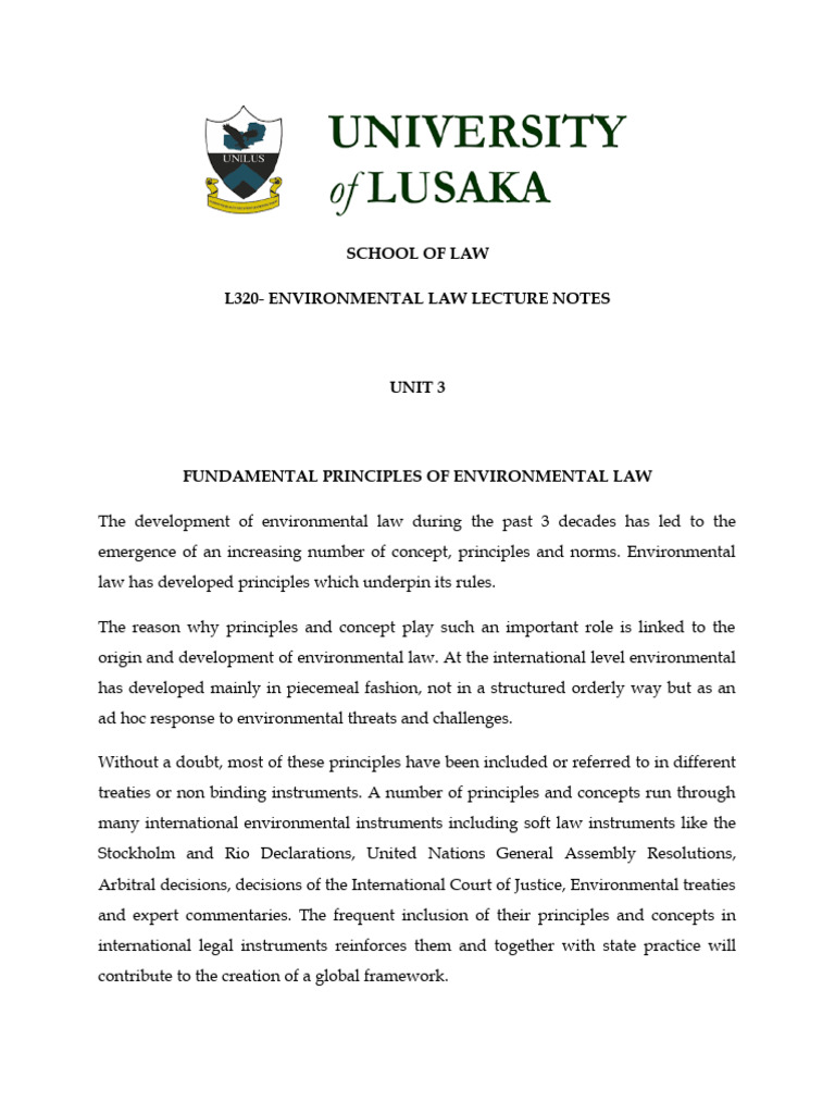 Fundamental Principles of Environmental Law | PDF | Environmental Law ...