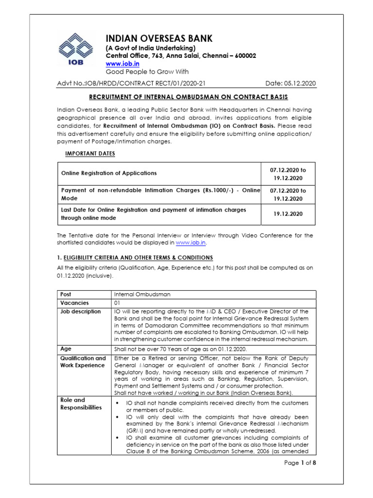 IOB Recruitment for Internal Ombudsman | PDF | Image Scanner | Pixel