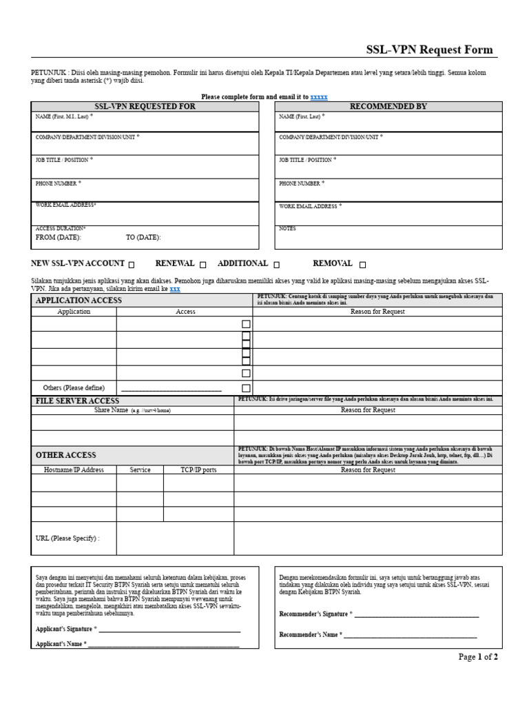SSL-VPN Request Form v.1 | PDF