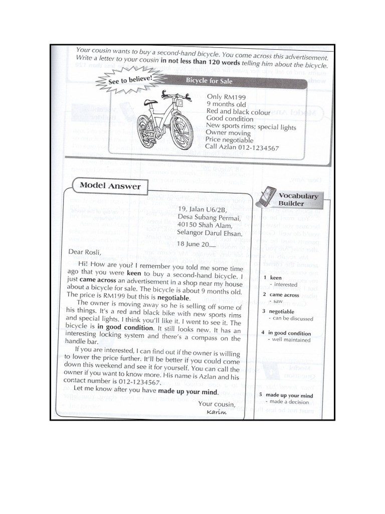 Informal Letter Bicycle F2 | PDF
