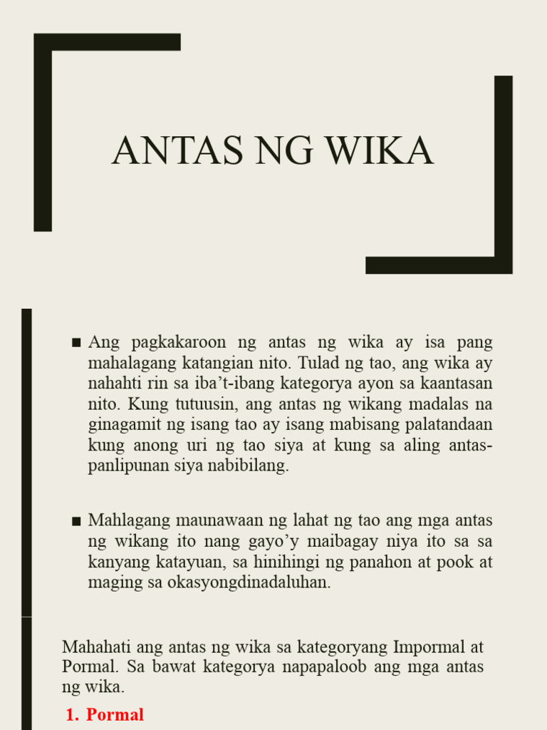 ANTAS NG WIKA | PDF