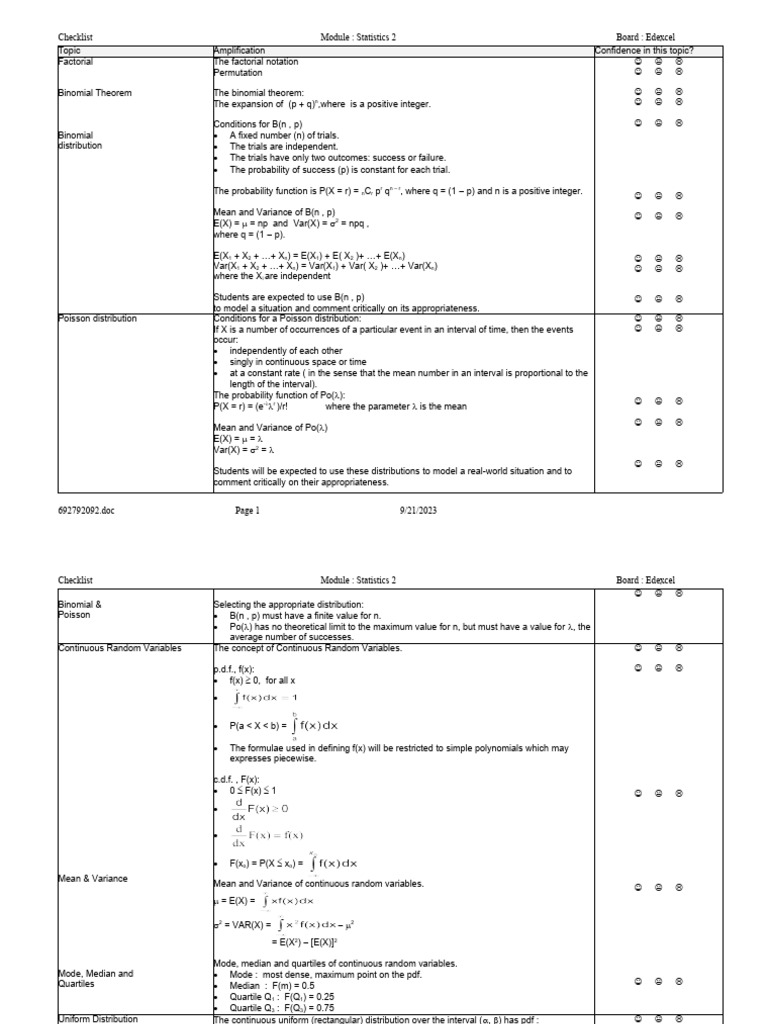 Checklist s2 | PDF | Statistical Hypothesis Testing | Probability ...