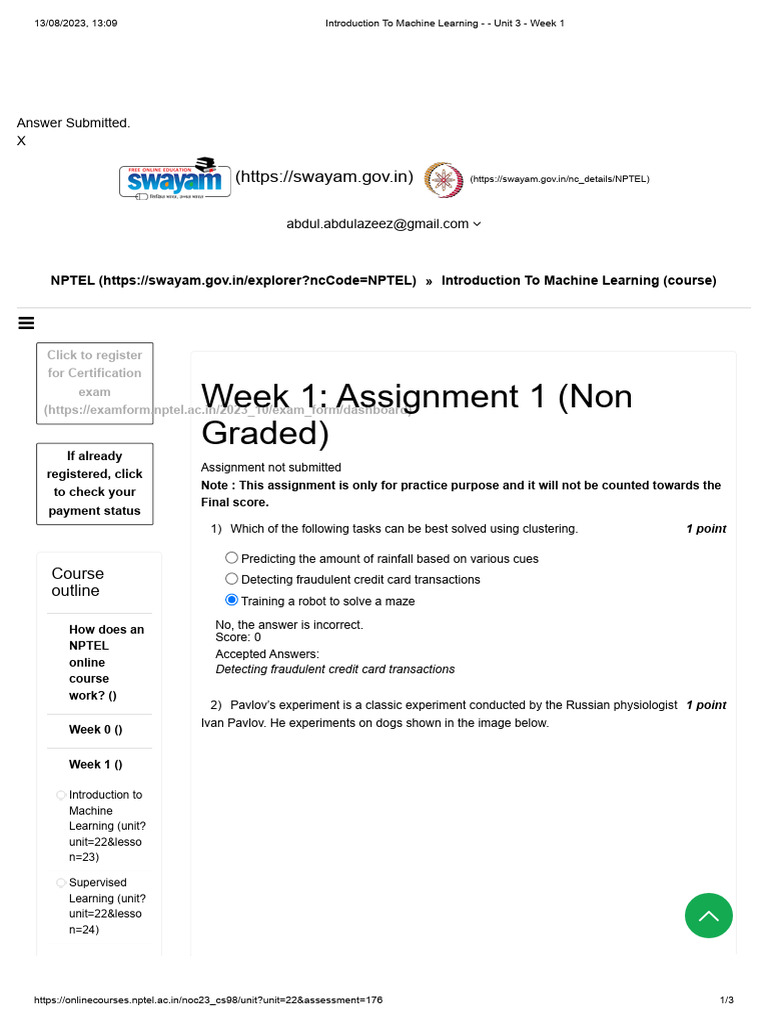 Introduction To Machine Learning - Unit 3 - Week 1 - Non - Graded ... Introduction To Machine Learning - Unit 3 - Week 1 - Non - Graded ...