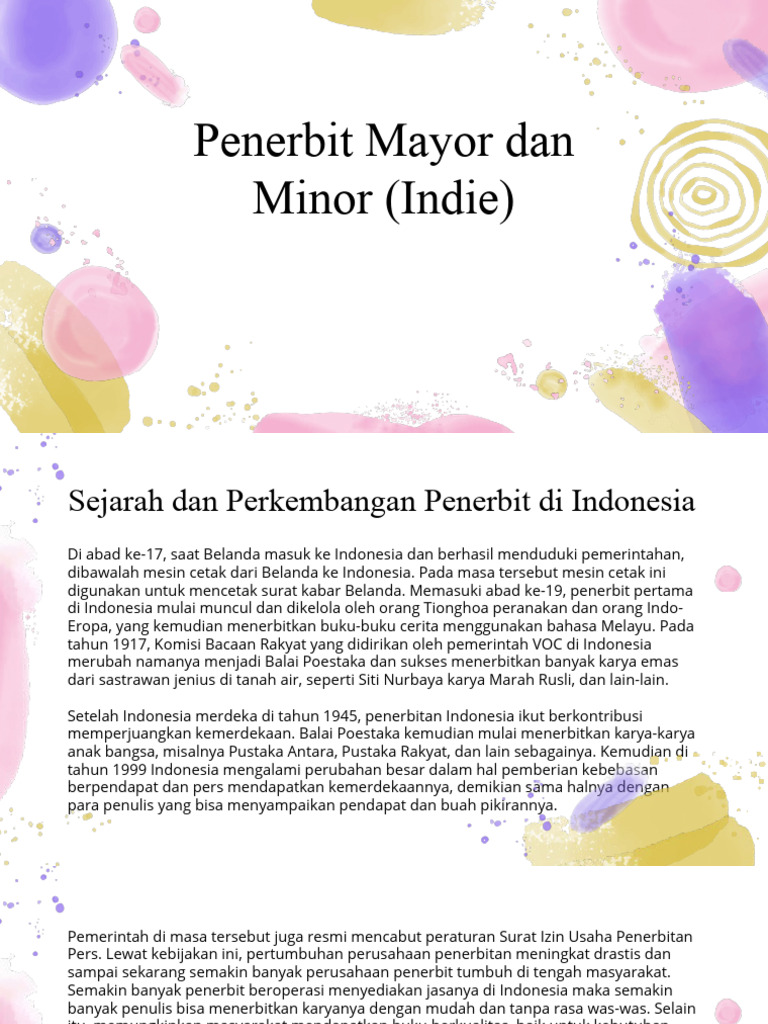Penerbit Mayor, Minor, Dan Indie | PDF