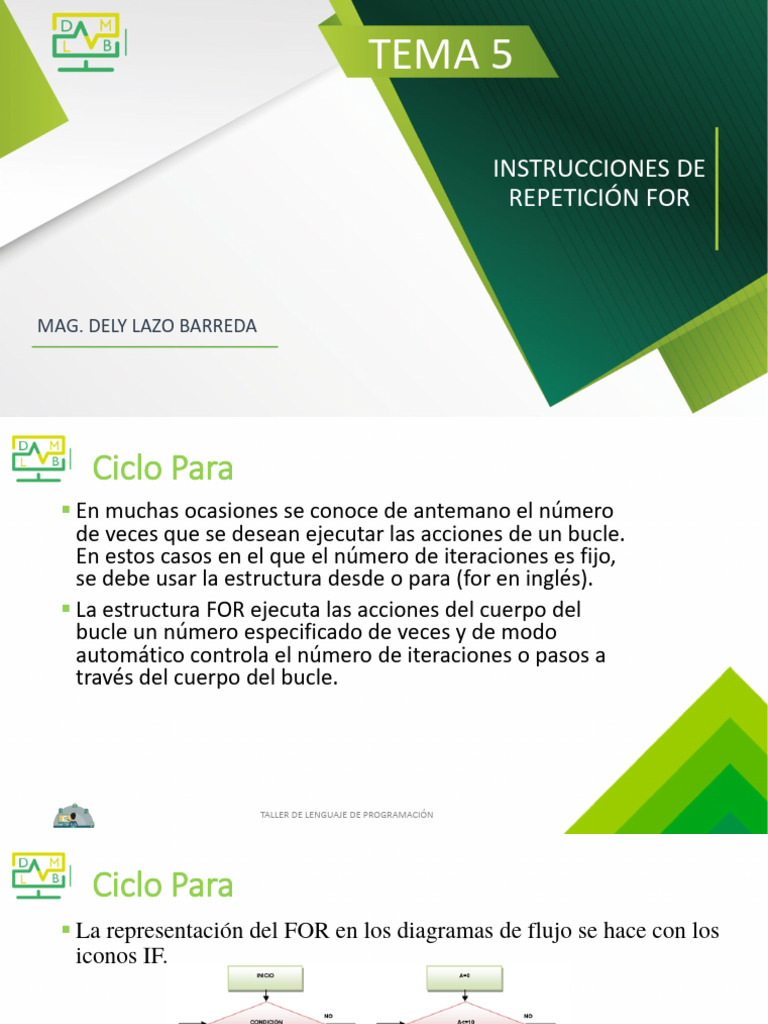 TLP Sesión 4 Instrucciones de Repetición For | PDF | Programación de ...