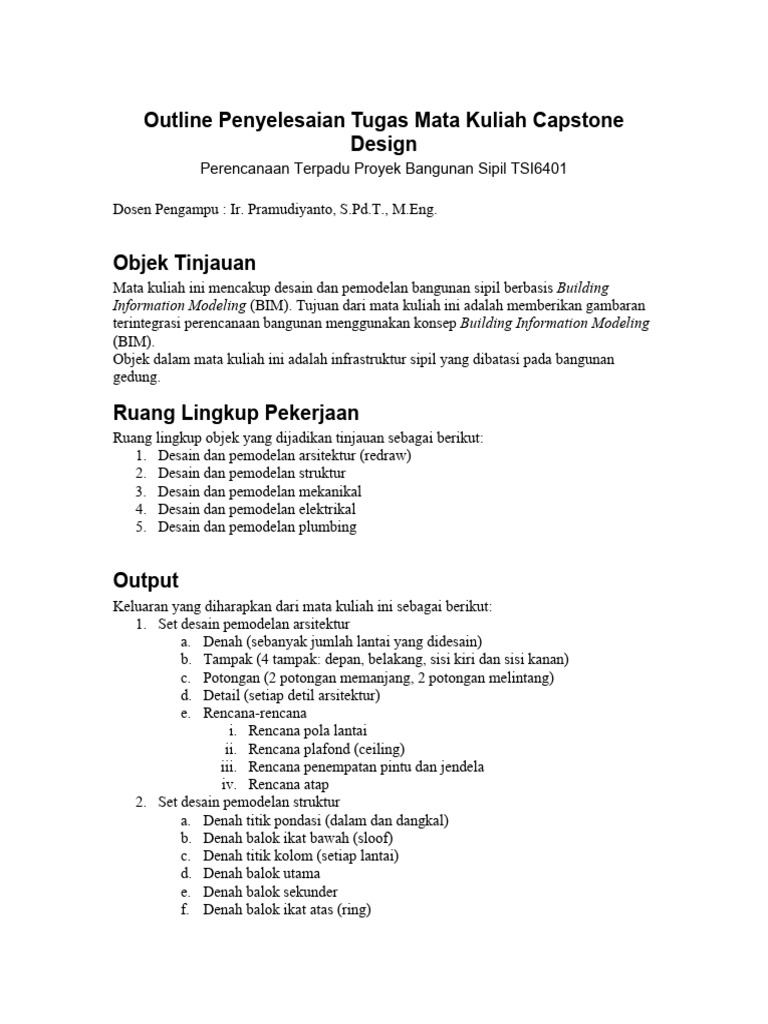 Outline Penyelesaian Tugas Mata Kuliah Capstone Design | PDF | Metode & Bahan Ajar | Teknologi ...