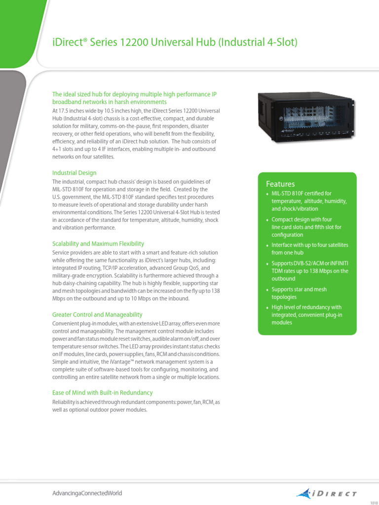 Datasheet Idirect 12200 - Hub | PDF | Computer Network | Network Switch