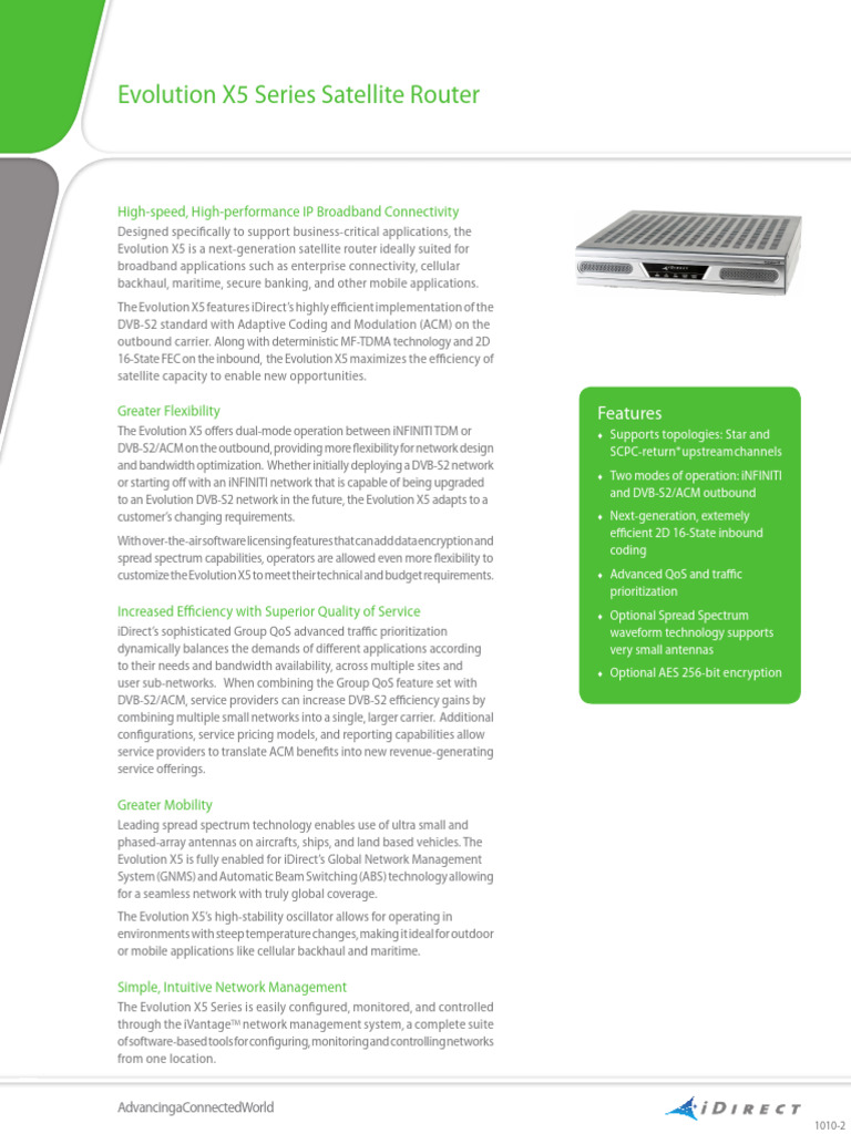 Datasheet Idirect Evolution - X5 | PDF | Quality Of Service | Computer ...