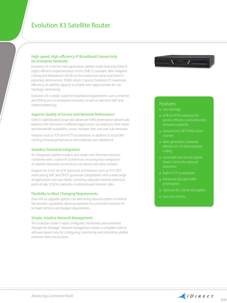 Datasheet Idirect Evolution - X3 | PDF | Computer Network | Quality Of ...