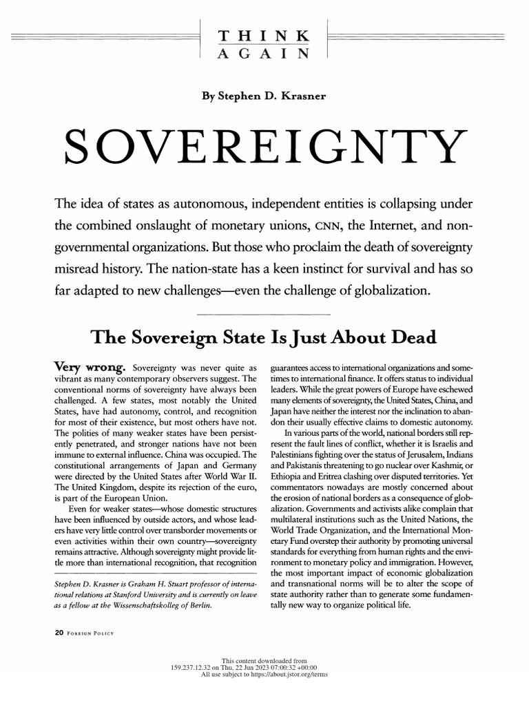 Krasner - Sovereignty | PDF | Sovereignty | European Union