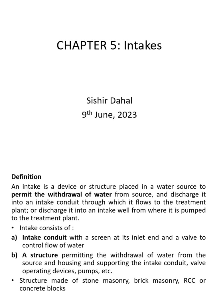Intakes | PDF | Dam | Water