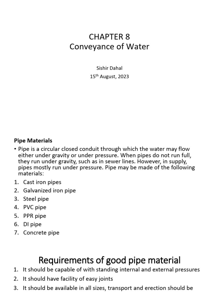 Conveyance of Water | PDF | Pipe (Fluid Conveyance) | Plumbing