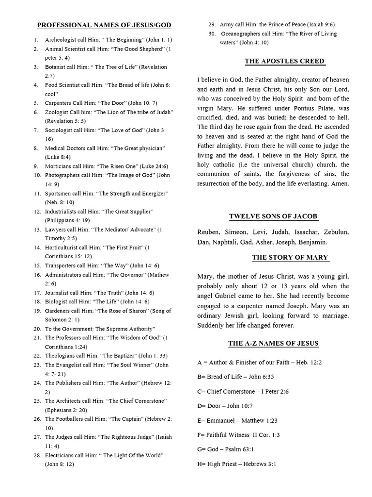 Professional Names of Jesus | PDF | Diocese | Jesus