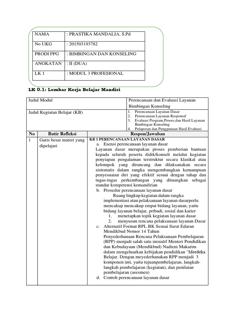 Perencanaan dan Evaluasi Layanan BK | PDF | Karier & Perkembangan