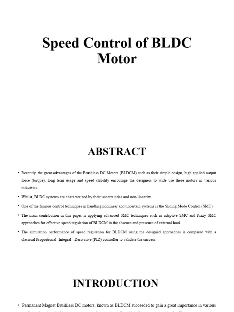 Advanced SMC Techniques for BLDC Motor Speed Control | PDF | Electric ...