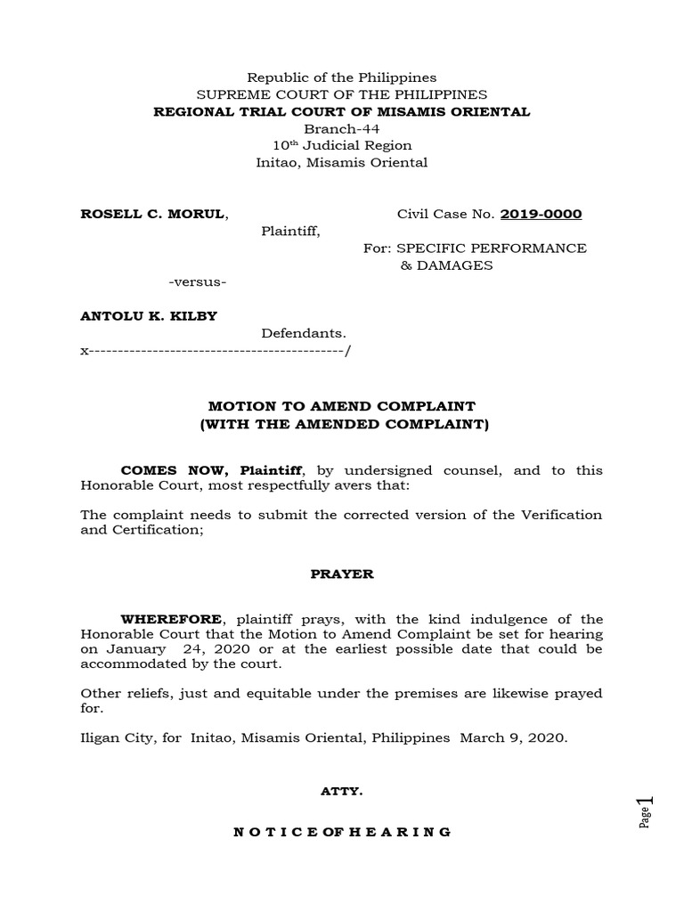 Motion To Amend Complaint - Kilby | PDF | Complaint | Lawsuit