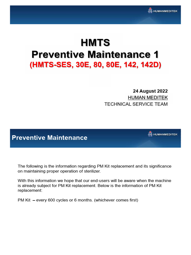 2 - HMTS PM1,2 Procedure HMTS-SES, 80, 80E, 142, 142D - Rev.2 | PDF ...