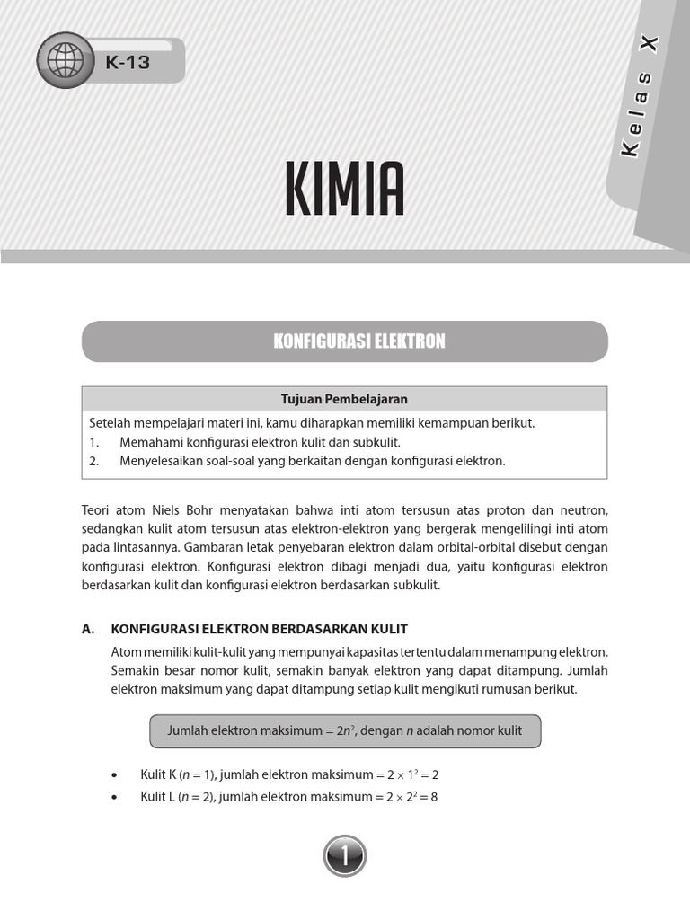 Konfigurasi Elektron Kulit dan Subkulit | PDF