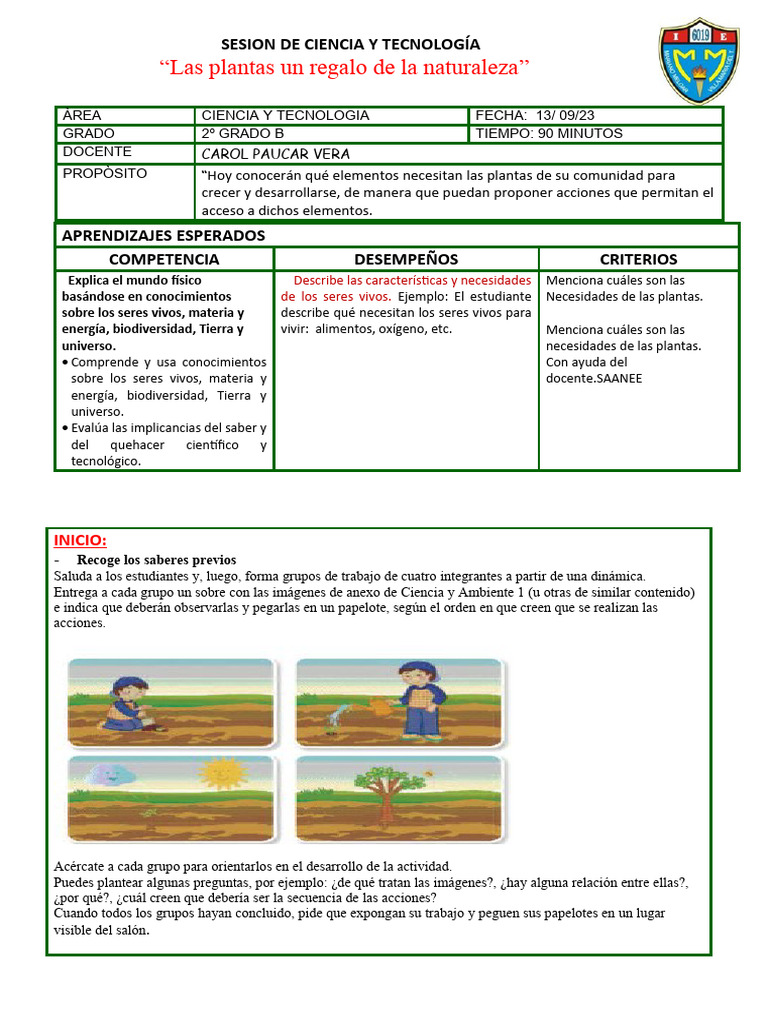 Necesidades de las Plantas en el Aula | PDF | Salón de clases | Plantas