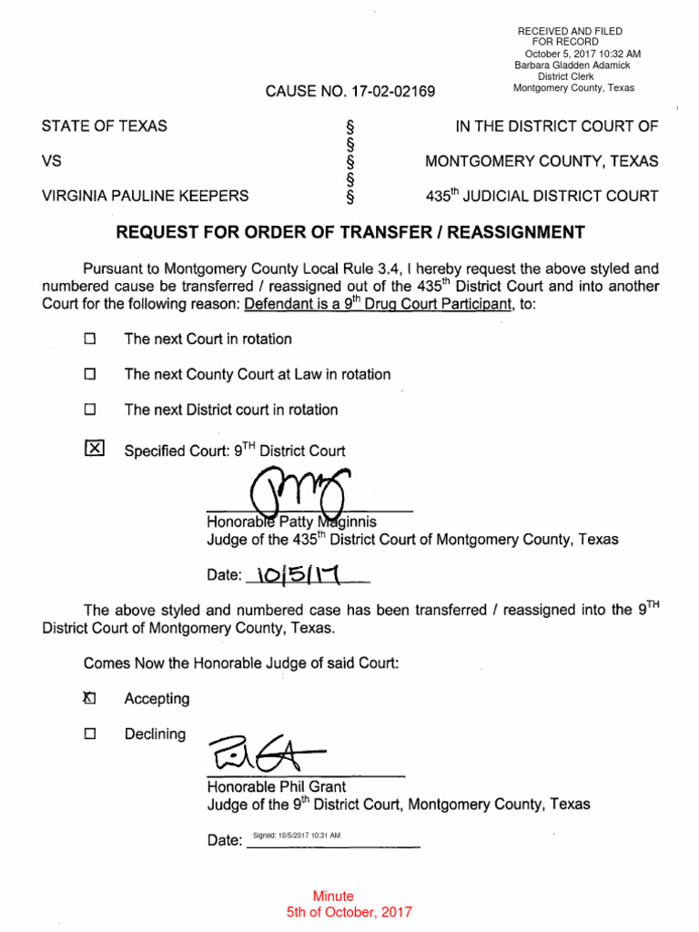 Texas Court Transfer Request Document | PDF | United States District ...