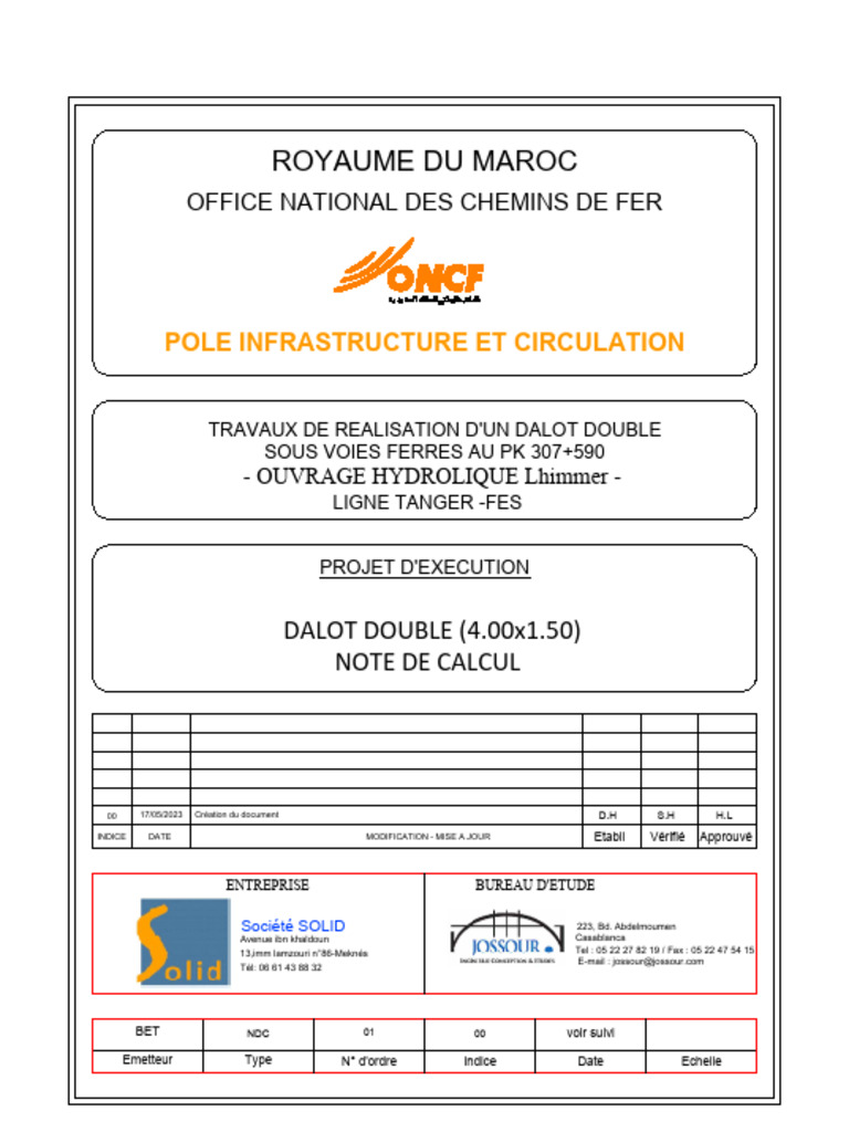 Projet de Dalot Double au PK 307+590 | PDF | Béton armé | Pont