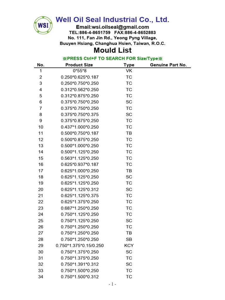 Well Oil Seal - catalogue 油封 | PDF