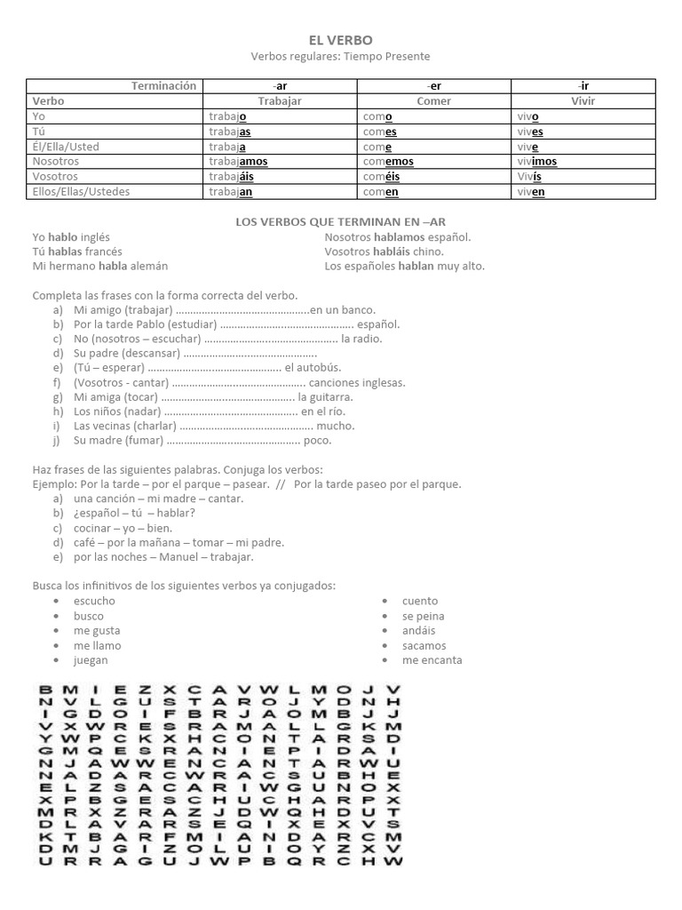 Tema 6. El Verbo. Presente Simple Indicativo | PDF | Verbo
